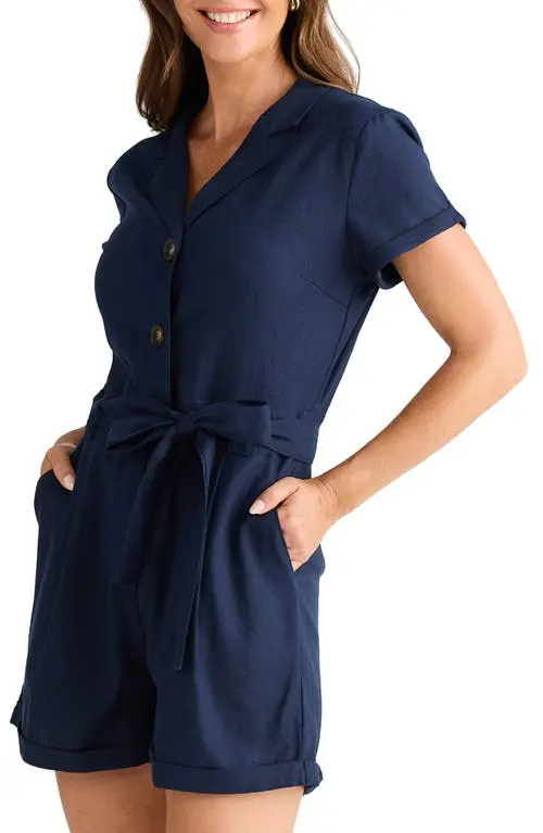 BRAVE+TRUE Sadler Linen Belted Romper