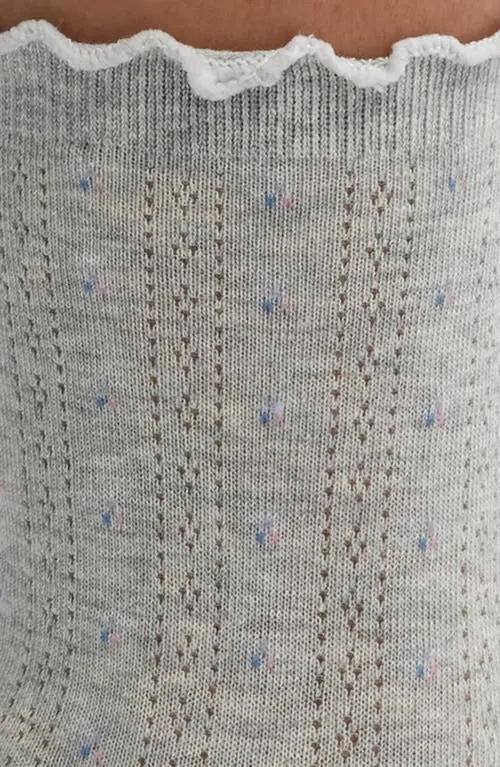 CASA CLARA Margot Floral Pointelle Crew Socks