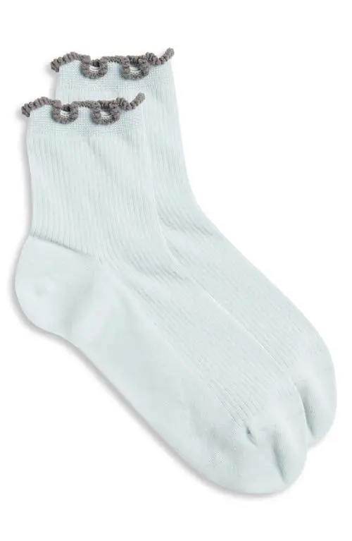 CASA CLARA Lettuce Edge Cotton Blend Quarter Socks - Steel