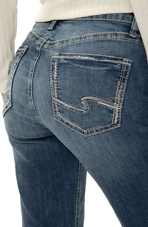 SILVER JEANS CO. Avery Curvy Distressed Crop Straight Leg Jeans