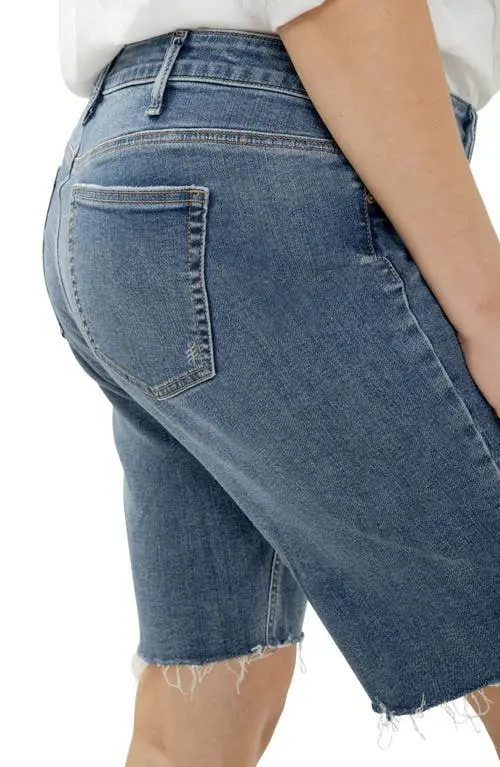 SILVER JEANS CO. Elyse Curvy Raw Hem Mid Rise Denim Bermuda Shorts