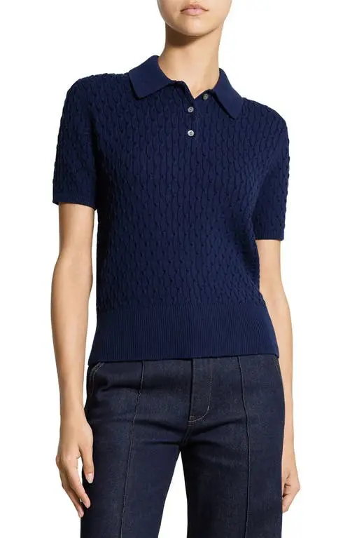 Theory Textured Cable Knit Polo