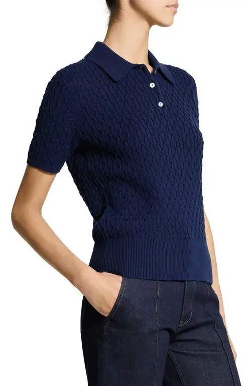 Theory Textured Cable Knit Polo