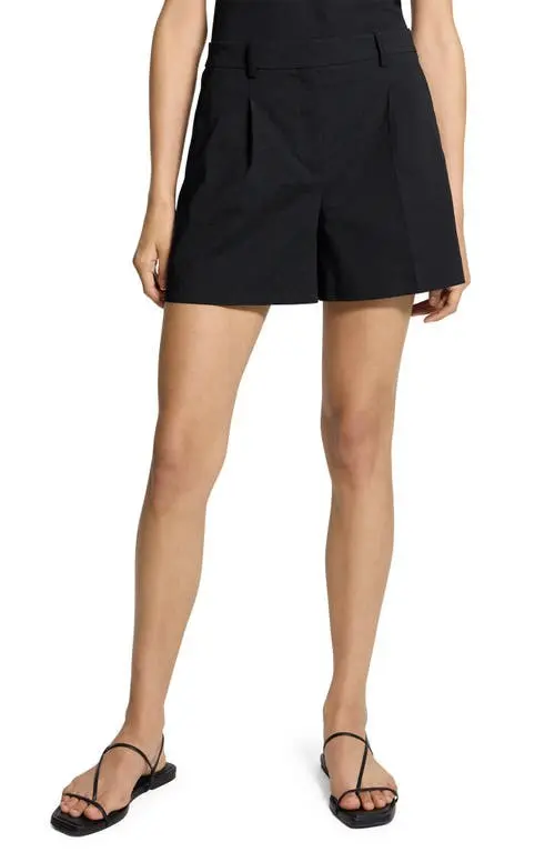 Theory Fluid Linen Blend High-waisted Shorts - Black