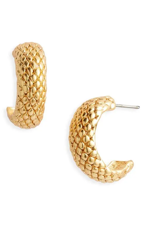 KARINE SULTAN Snakeskin Textured Hoop Earrings - Gold