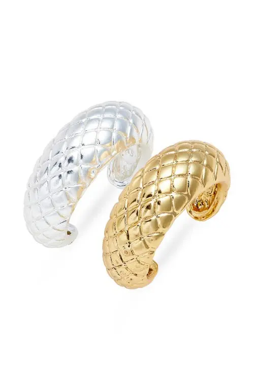 KARINE SULTAN Serpenti Line Snake Texture Duo Rings - Gold/silver