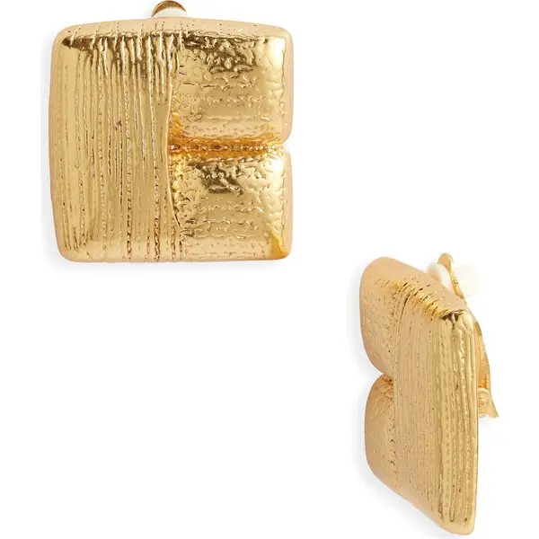 KARINE SULTAN Brushed Textured Stud Earrings - Gold
