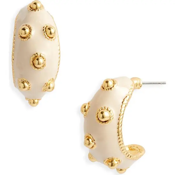 KARINE SULTAN Polka Dot Hoop Earrings - Gold/beige