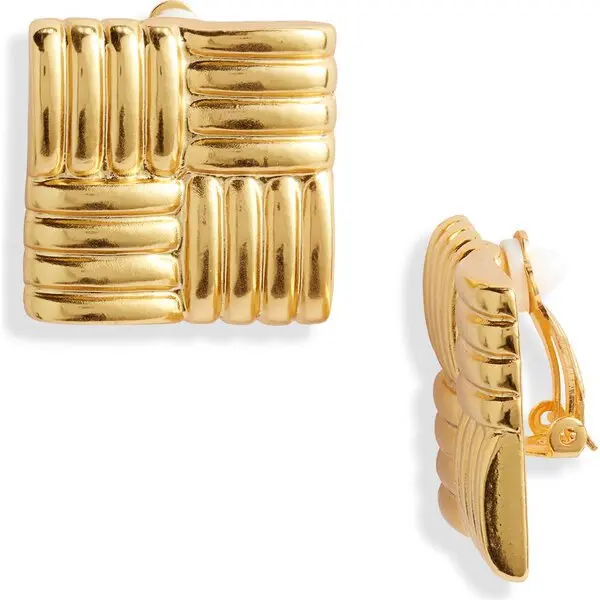 KARINE SULTAN Square Tufted Clip-on Earrings - Gold