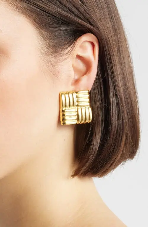 KARINE SULTAN Square Tufted Clip-on Earrings