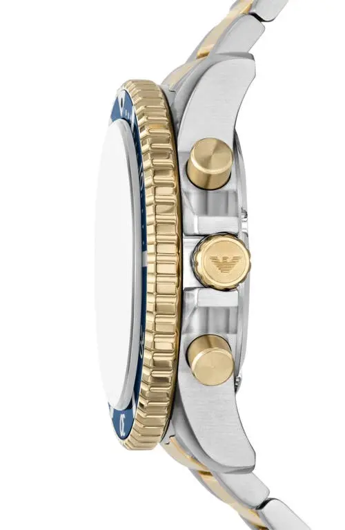 Emporio Armani World Explorer Solar Chronograph Bracelet Watch - Two Tone/blue Dial