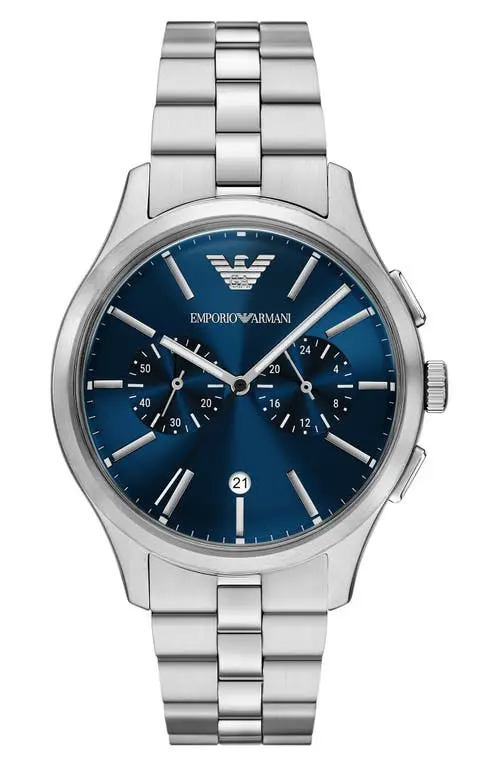 Emporio Armani Chronograph Bracelet Watch - Silver/blue