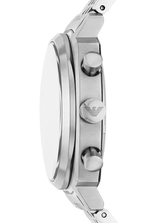 Emporio Armani Chronograph Bracelet Watch - Silver/blue Dial