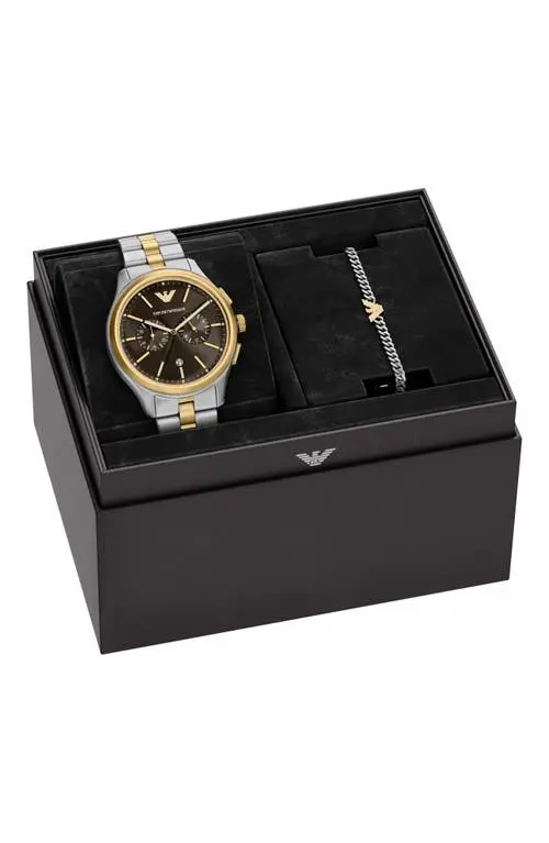 Emporio Armani Chronograph Two-tone Bracelet Watch Set