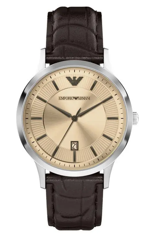 Emporio Armani Three-hand Strap Watch - Brown