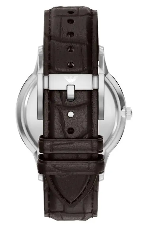 Emporio Armani Three-hand Leather Watch