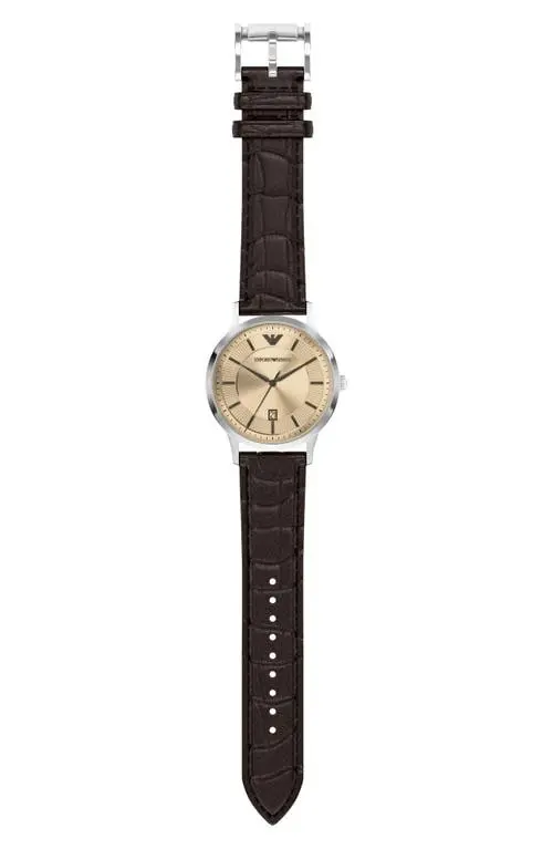 Emporio Armani Three-hand Leather Watch