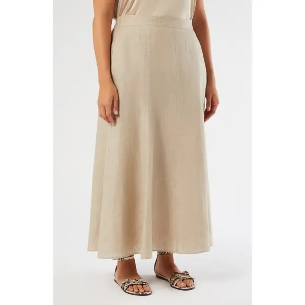 Marina Rinaldi Scamera Flax Linen Midi Skirt