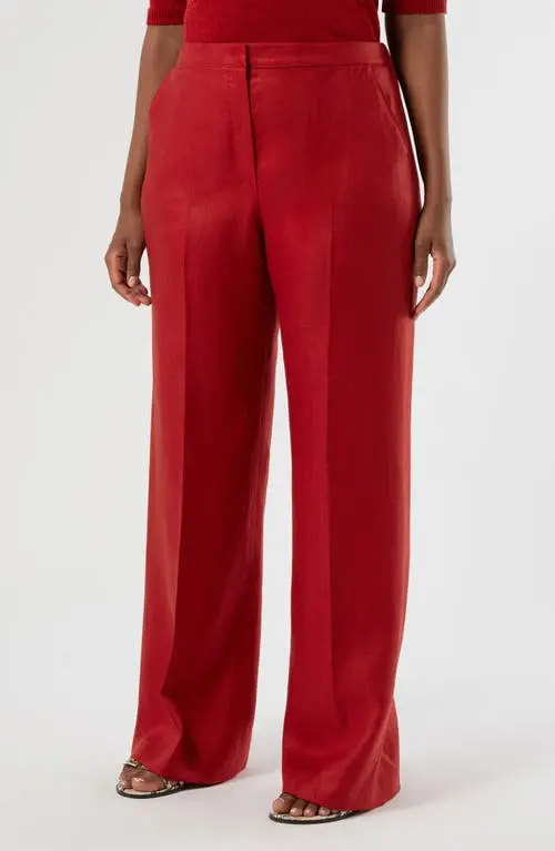 Marina Rinaldi Wide Leg Linen Pants - Cherry