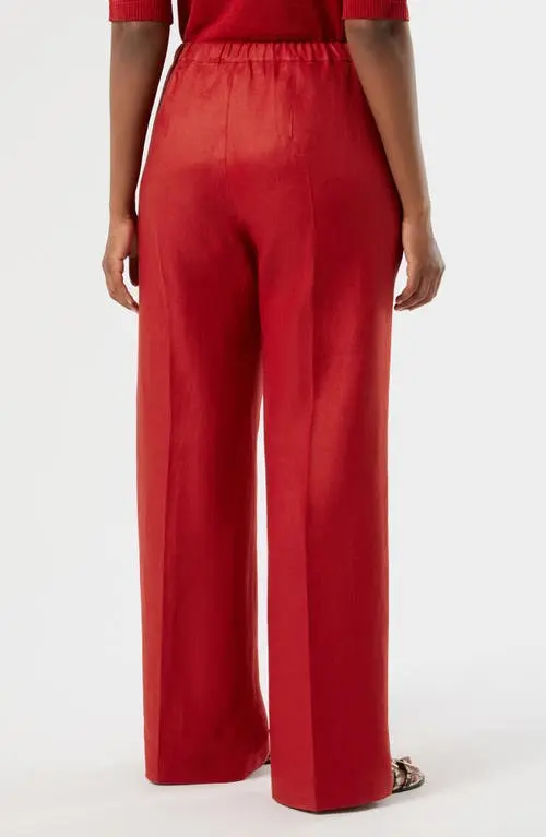 Marina Rinaldi Wide Leg Linen Pants - Cherry