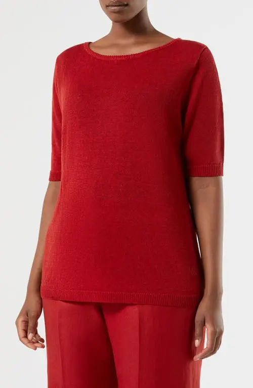 Marina Rinaldi Short Sleeve Linen Blend Sweater