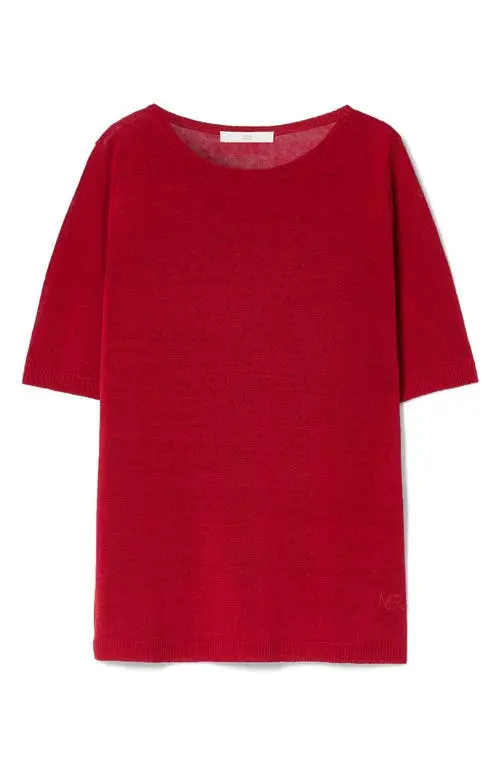 Marina Rinaldi Short Sleeve Linen Blend Sweater