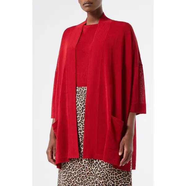 Marina Rinaldi Padana Elbow-sleeve Linen Blend Cardigan