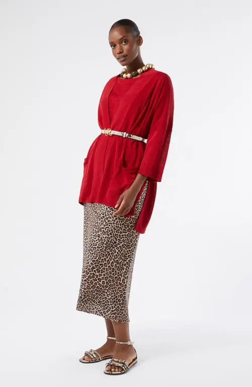 Marina Rinaldi Padana Elbow-sleeve Linen Blend Cardigan