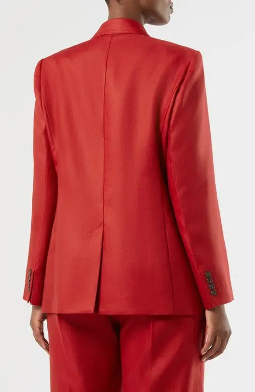 Marina Rinaldi Double-breasted Linen Twill Blazer - Cherry