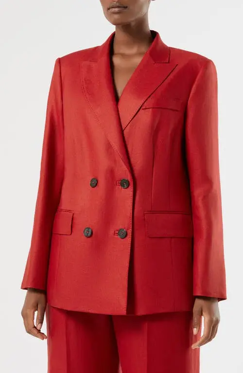 Marina Rinaldi Double-breasted Linen Twill Blazer