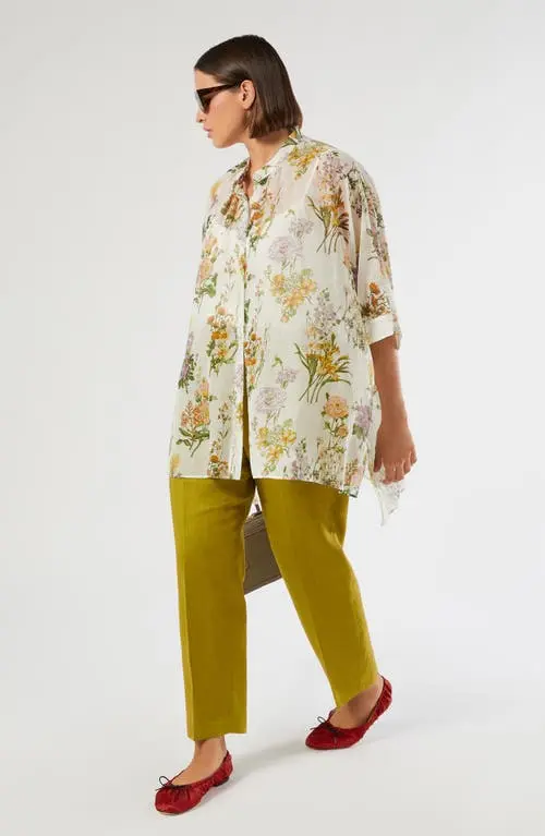 Marina Rinaldi Paniere Floral Cotton & Silk Button-up Tunic