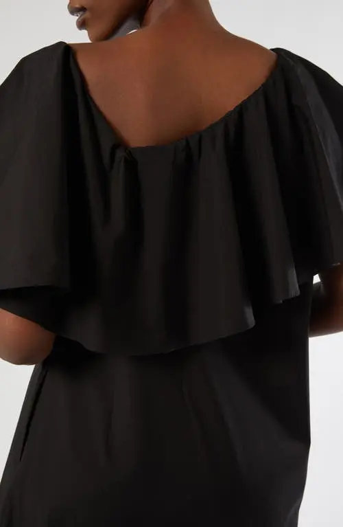 Marina Rinaldi Asymmetric Neck Tiered Cotton Dress