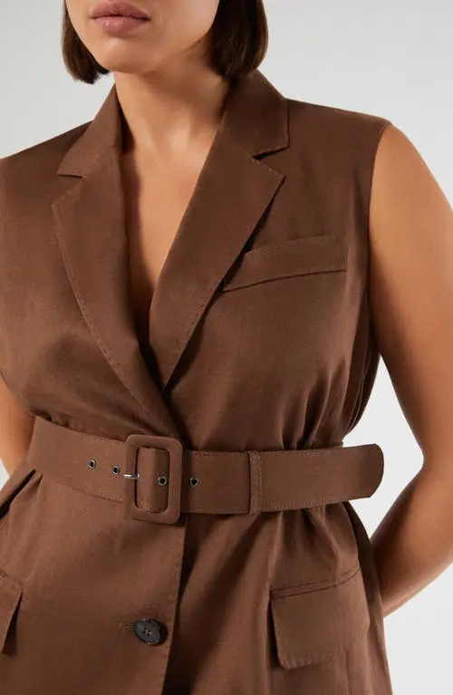 Marina Rinaldi Orli Belted Linen Vest
