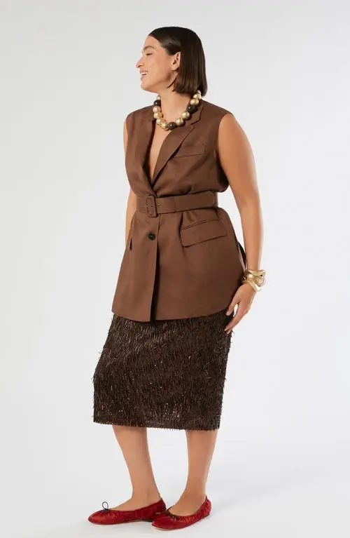 Marina Rinaldi Orli Belted Linen Vest