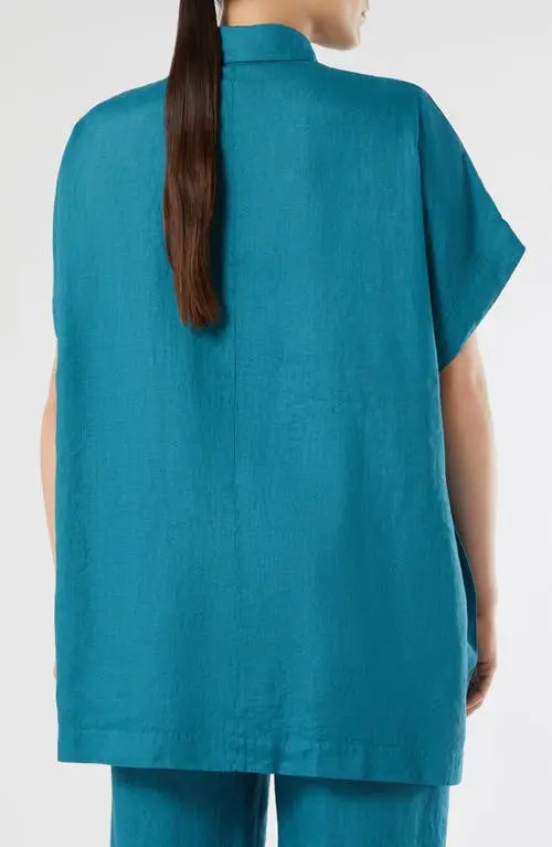 Marina Rinaldi Linen Canvas Voyage Collection Button-up Tunic