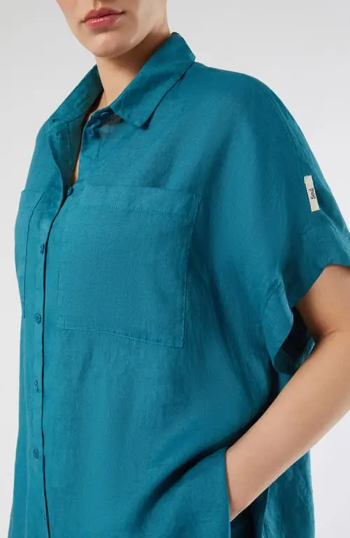 Marina Rinaldi Linen Canvas Voyage Collection Button-up Tunic