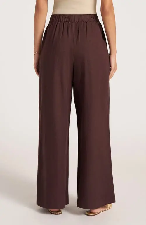 Matty M. Seraphine Wide Leg Linen Blend Pants - Chocolate