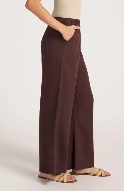 Matty M. Seraphine Wide Leg Linen Blend Pants - Chocolate