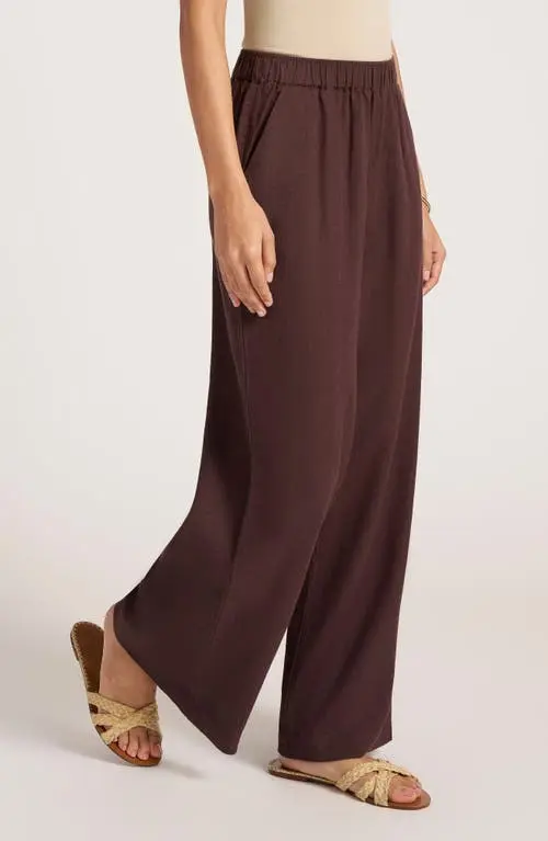 Matty M. Seraphine Wide Leg Linen Blend Pants - Chocolate