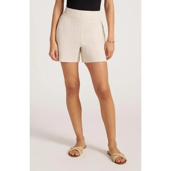 Matty M. High Waist Linen Blend Shorts - Sand