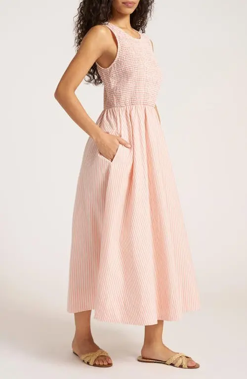 Matty M. Striped Cotton Midi Dress