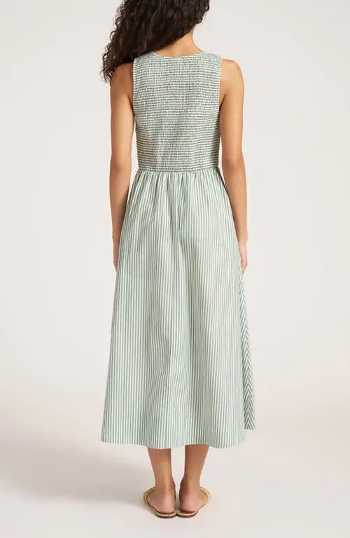 Matty M. Striped Cotton Midi Dress - Jade
