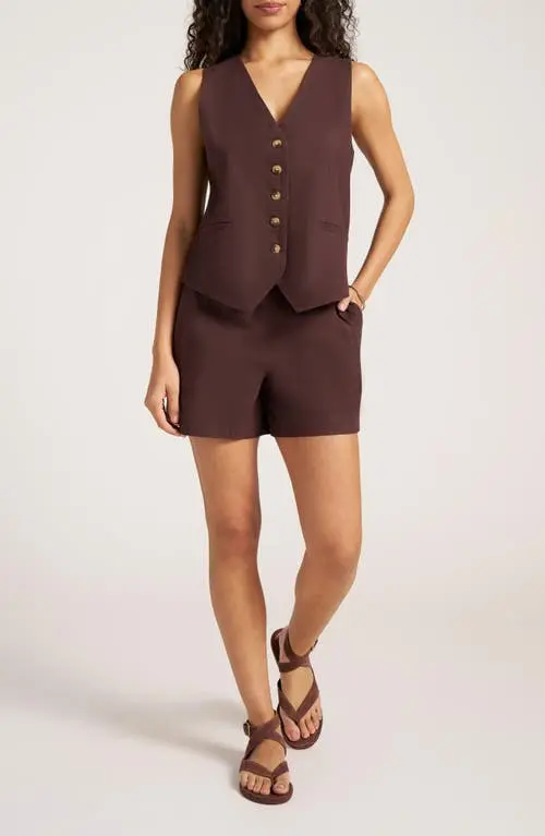 Matty M. Davenport Linen Blend Vest - Chocolate