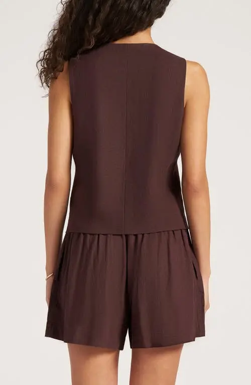Matty M. Davenport Linen Blend Vest - Chocolate