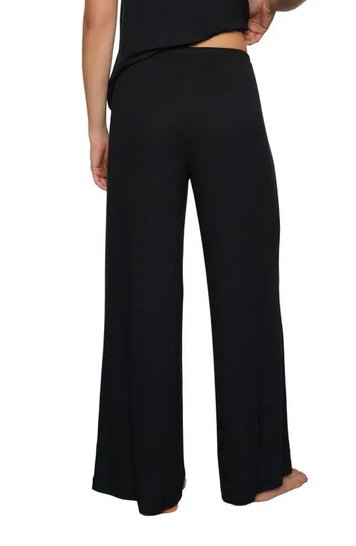 Eberjey Dream Rib Wide Leg Pants - Black