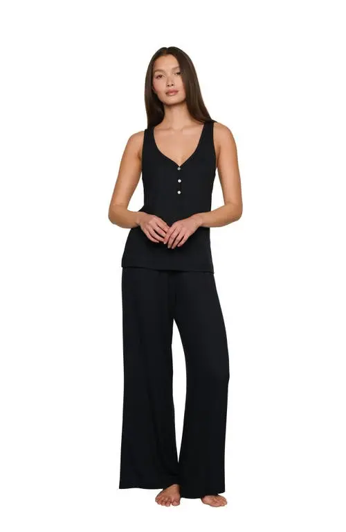 Eberjey Dream Rib Wide Leg Pants - Black