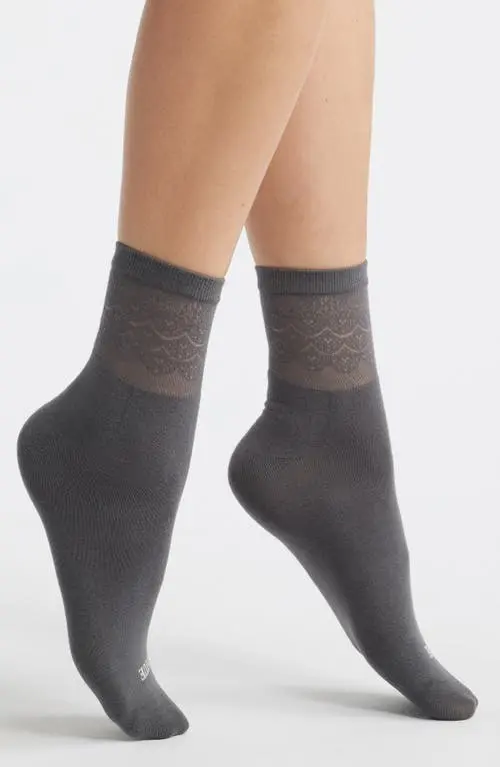 Hue Lace Border Ankle Socks - Castle Rock