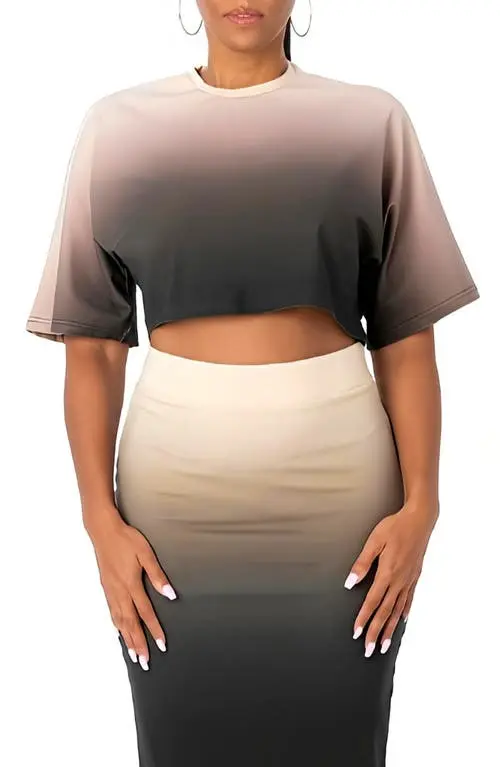 DAI MODA Ombré Oversized Crop T-shirt