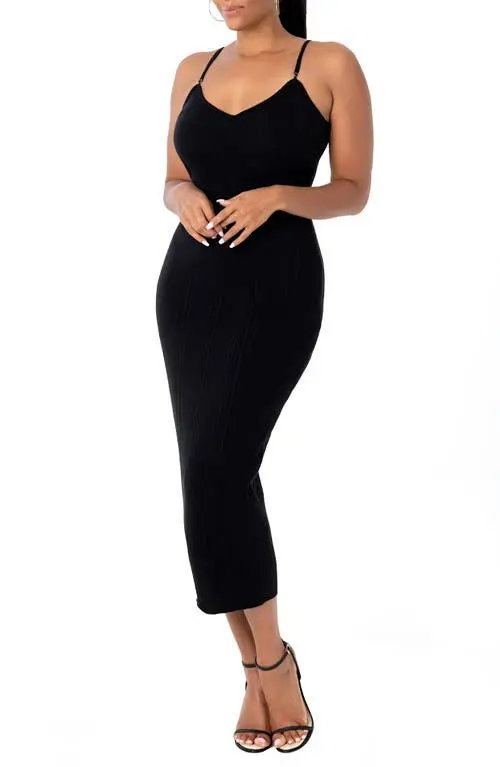 DAI MODA Draya Rib-knit Body-con Sweater Dress - Black