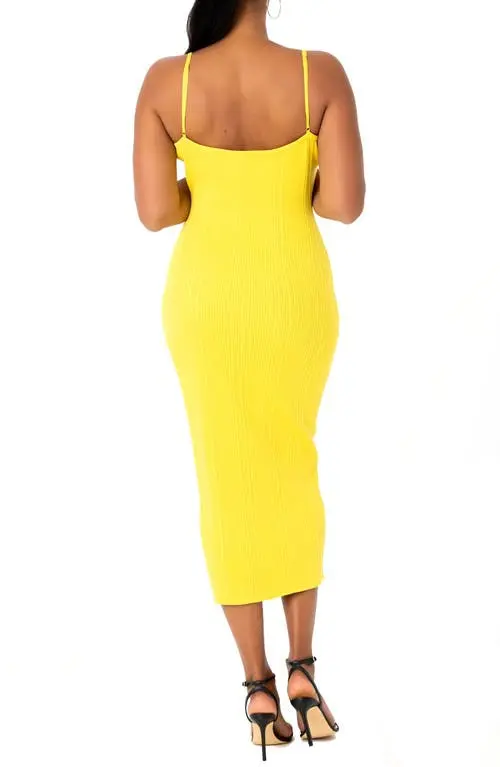 DAI MODA Draya Rib-knit Body-con Sweater Dress - Yellow